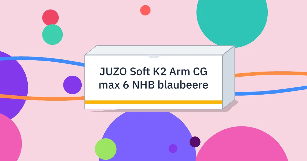 Symbolbild: Packung mit der Aufschrift JUZO Soft K2 Arm CG max 6 NHB blaubeere (PZN 15512846) – Verfügbarkeit und Bezug in Apotheken in Frankfurt am Main