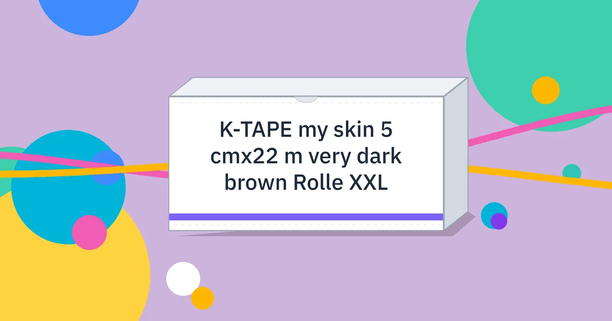 Symbolbild: Packung mit der Aufschrift K-TAPE my skin 5 cmx22 m very dark brown Rolle XXL (PZN 17455070) – Verfügbarkeit und Bezug in Apotheken in Frankfurt am Main