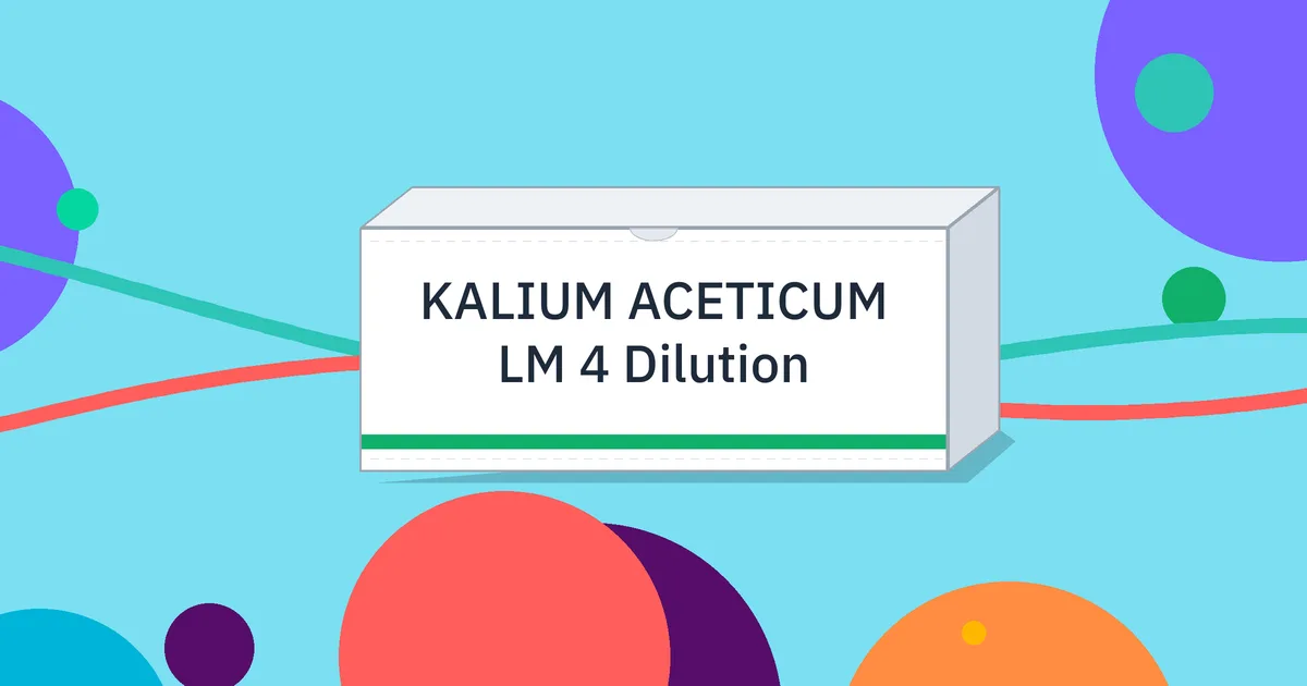 Symbolbild: Packung mit der Aufschrift KALIUM ACETICUM LM 4 Dilution (PZN 12916477) – Verfügbarkeit und Bezug in Apotheken in Frankfurt am Main
