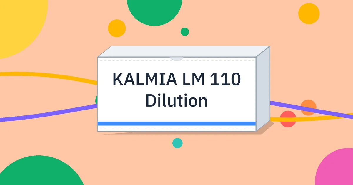 Symbolbild: Packung mit der Aufschrift KALMIA LM 110 Dilution (PZN 12927877) – Verfügbarkeit und Bezug in Apotheken in Frankfurt am Main