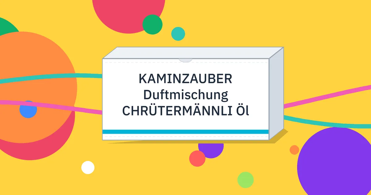 Symbolbild: Packung mit der Aufschrift KAMINZAUBER Duftmischung CHRÜTERMÄNNLI Öl (PZN 07197773) – Verfügbarkeit und Bezug in Apotheken in Frankfurt am Main
