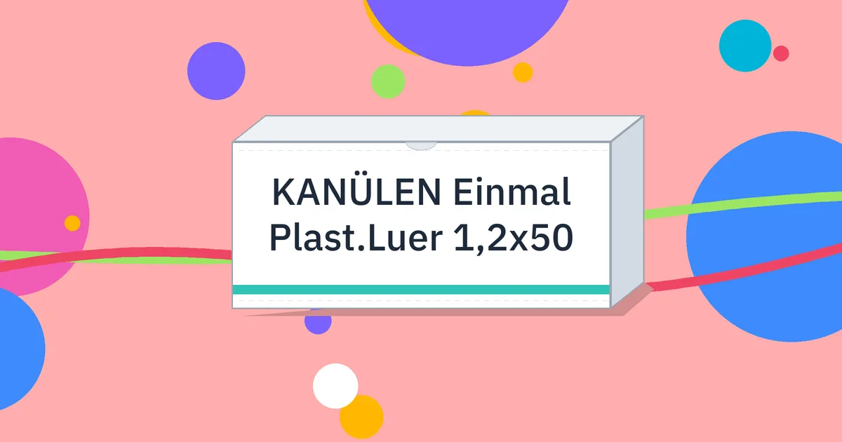 Symbolbild: Packung mit der Aufschrift KANÜLEN Einmal Plast.Luer 1,2x50 (PZN 02440594) – Verfügbarkeit und Bezug in Apotheken in Frankfurt am Main