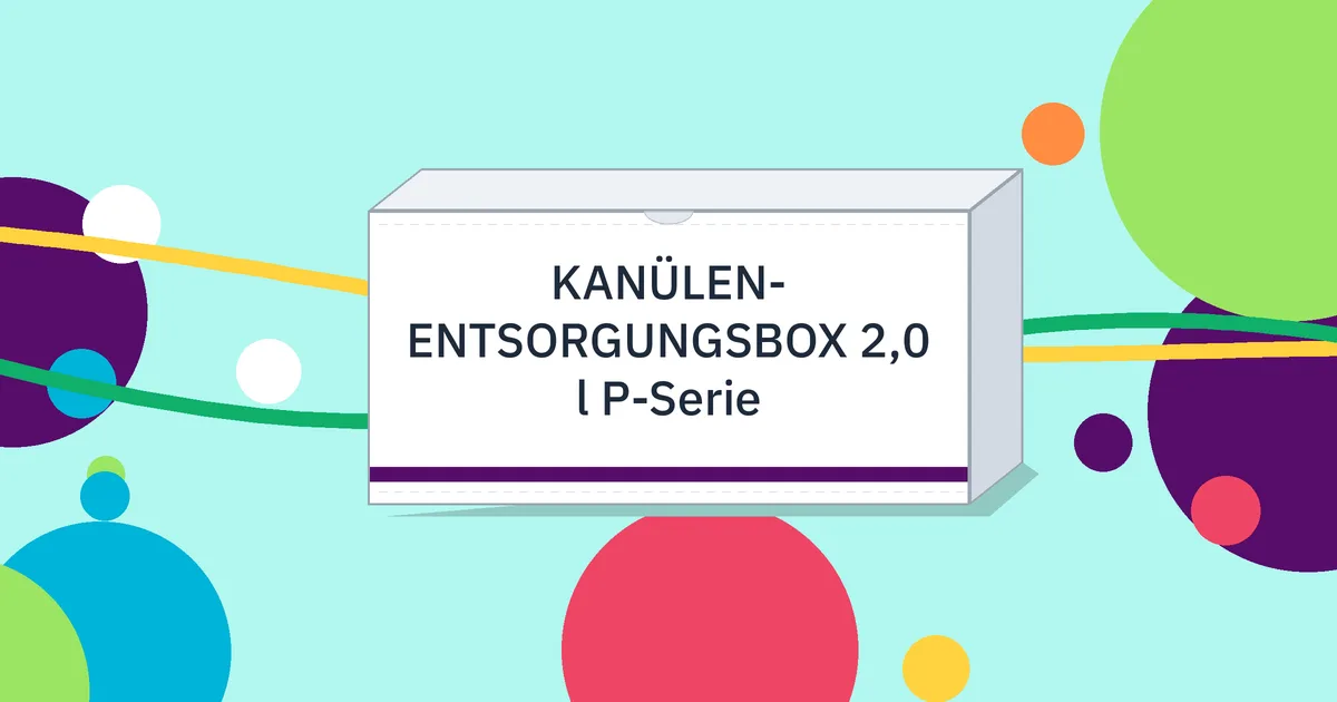 Symbolbild: Packung mit der Aufschrift KANÜLEN-ENTSORGUNGSBOX 2,0 l P-Serie (PZN 18386980) – Verfügbarkeit und Bezug in Apotheken in Frankfurt am Main