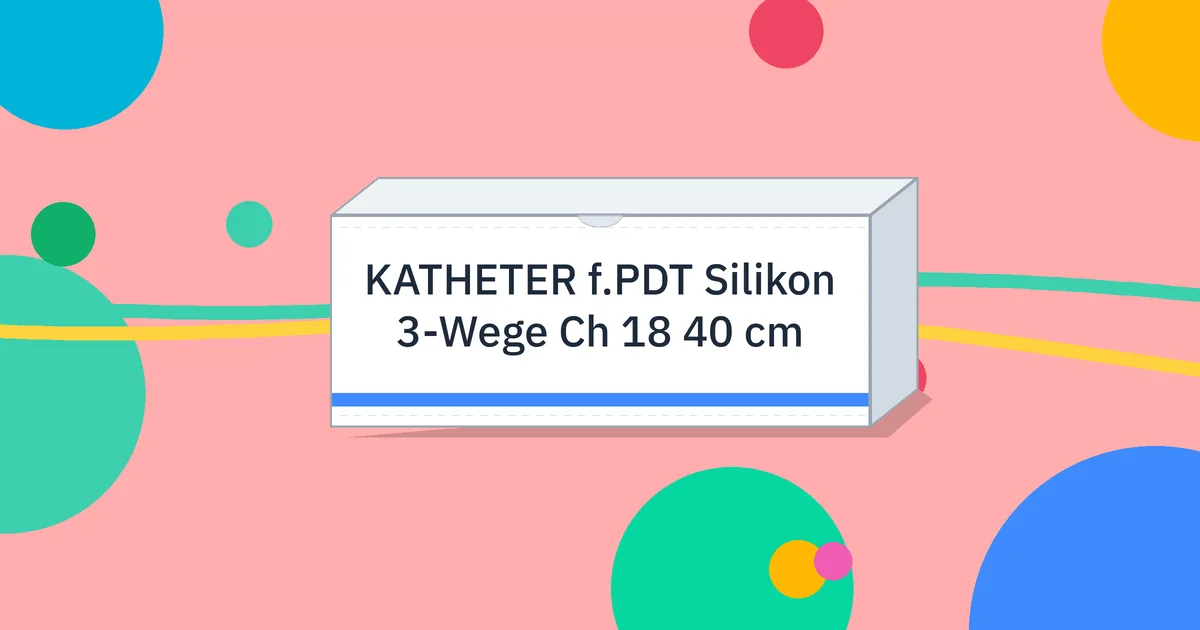Symbolbild: Packung mit der Aufschrift KATHETER f.PDT Silikon 3-Wege Ch 18 40 cm (PZN 12385809) – Verfügbarkeit und Bezug in Apotheken in Frankfurt am Main