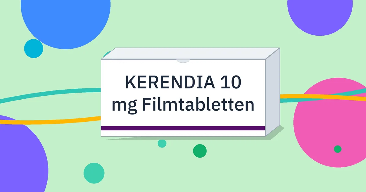 Symbolbild: Packung mit der Aufschrift KERENDIA 10 mg Filmtabletten (PZN 19103872) – Verfügbarkeit und Bezug in Apotheken in Frankfurt am Main