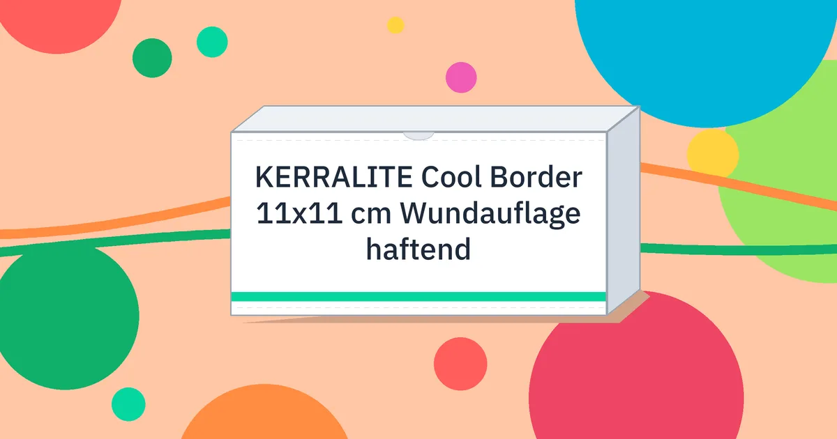 Symbolbild: Packung mit der Aufschrift KERRALITE Cool Border 11x11 cm Wundauflage haftend (PZN 11140589) – Verfügbarkeit und Bezug in Apotheken in Frankfurt am Main