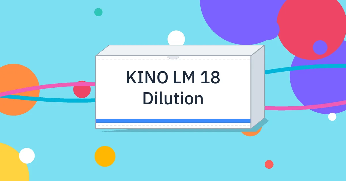 Symbolbild: Packung mit der Aufschrift KINO LM 18 Dilution (PZN 13518572) – Verfügbarkeit und Bezug in Apotheken in Frankfurt am Main