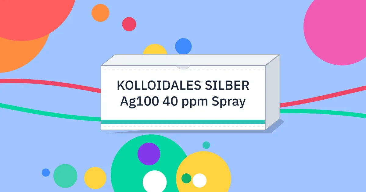 Symbolbild: Packung mit der Aufschrift KOLLOIDALES SILBER Ag100 40 ppm Spray (PZN 16896613) – Verfügbarkeit und Bezug in Apotheken in Frankfurt am Main