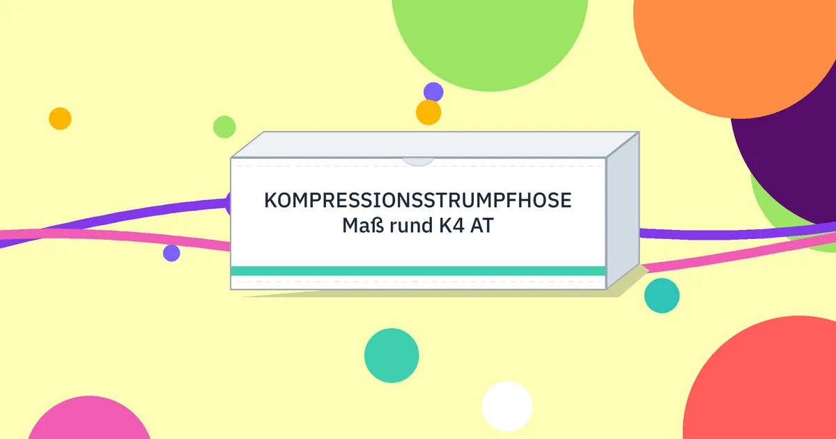 Symbolbild: Packung mit der Aufschrift KOMPRESSIONSSTRUMPFHOSE Maß rund K4 AT (PZN 04780064) – Verfügbarkeit und Bezug in Apotheken in Frankfurt am Main