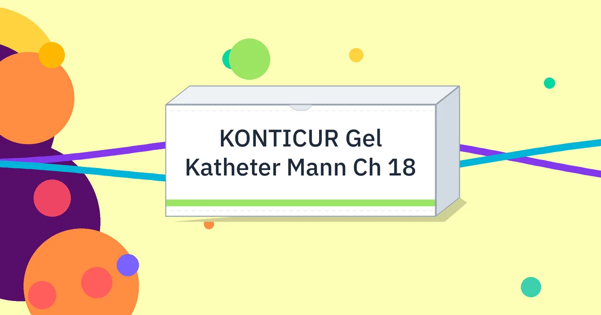 Symbolbild: Packung mit der Aufschrift KONTICUR Gel Katheter Mann Ch 18 (PZN 10099324) – Verfügbarkeit und Bezug in Apotheken in Frankfurt am Main