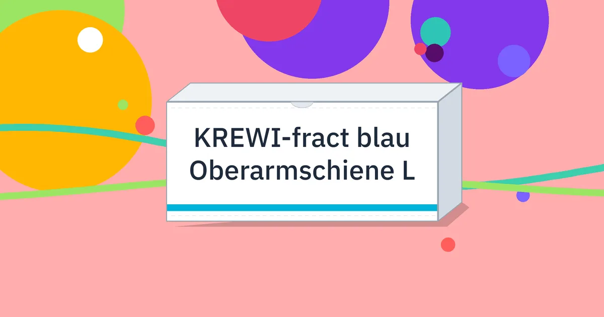 Symbolbild: Packung mit der Aufschrift KREWI-fract blau Oberarmschiene L (PZN 17299635) – Verfügbarkeit und Bezug in Apotheken in Frankfurt am Main