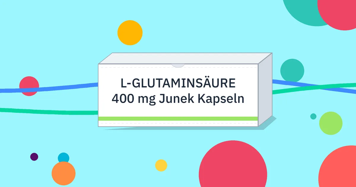 Symbolbild: Packung mit der Aufschrift L-GLUTAMINSÄURE 400 mg Junek Kapseln (PZN 10523762) – Verfügbarkeit und Bezug in Apotheken in Frankfurt am Main