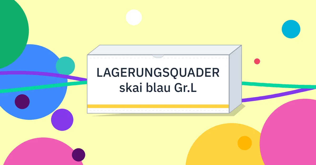Symbolbild: Packung mit der Aufschrift LAGERUNGSQUADER skai blau Gr.L (PZN 05452540) – Verfügbarkeit und Bezug in Apotheken in Frankfurt am Main