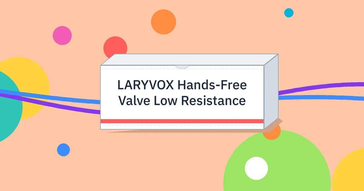 Symbolbild: Packung mit der Aufschrift LARYVOX Hands-Free Valve Low Resistance (PZN 04723882) – Verfügbarkeit und Bezug in Apotheken in Frankfurt am Main