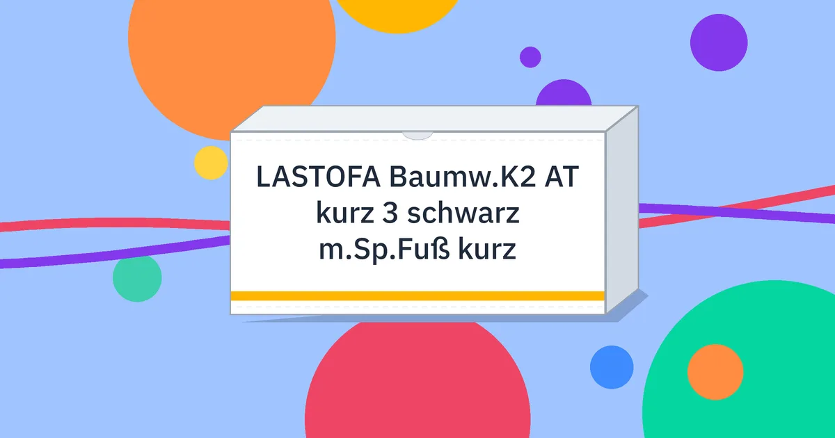 Symbolbild: Packung mit der Aufschrift LASTOFA Baumw.K2 AT kurz 3 schwarz m.Sp.Fuß kurz (PZN 01951884) – Verfügbarkeit und Bezug in Apotheken in Frankfurt am Main