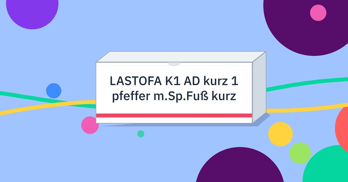 Symbolbild: Packung mit der Aufschrift LASTOFA K1 AD kurz 1 pfeffer m.Sp.Fuß kurz (PZN 13786491) – Verfügbarkeit und Bezug in Apotheken in Frankfurt am Main