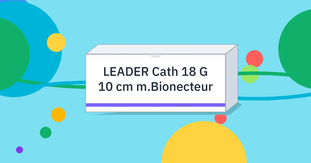 Symbolbild: Packung mit der Aufschrift LEADER Cath 18 G 10 cm m.Bionecteur (PZN 09380493) – Verfügbarkeit und Bezug in Apotheken in Frankfurt am Main
