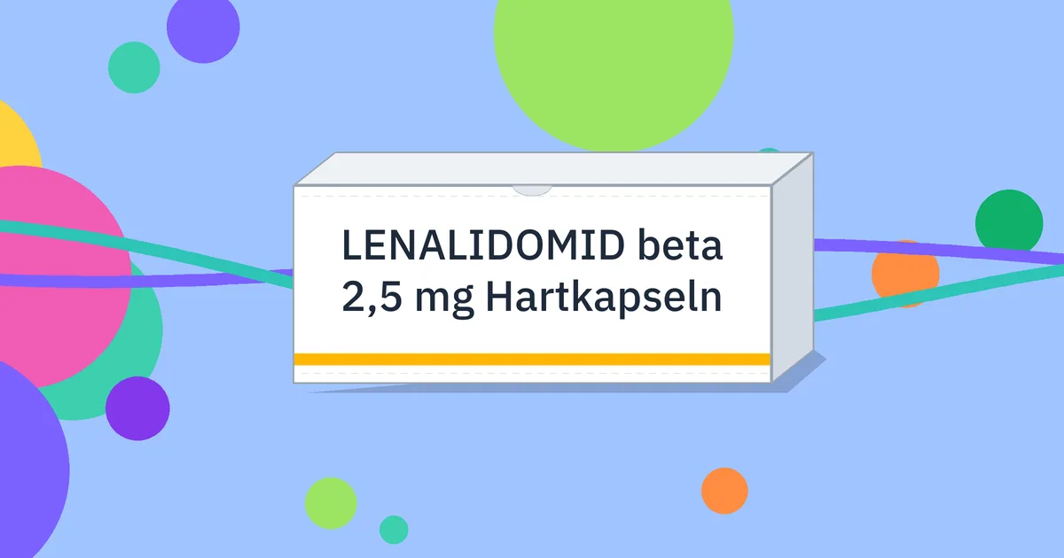 Symbolbild: Packung mit der Aufschrift LENALIDOMID beta 2,5 mg Hartkapseln (PZN 17243592) – Verfügbarkeit und Bezug in Apotheken in Frankfurt am Main