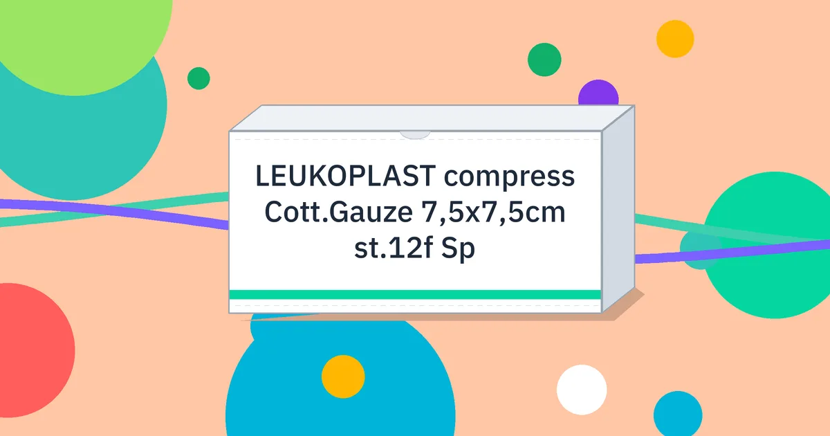 Symbolbild: Packung mit der Aufschrift LEUKOPLAST compress Cott.Gauze 7,5x7,5cm st.12f Sp (PZN 17207857) – Verfügbarkeit und Bezug in Apotheken in Frankfurt am Main
