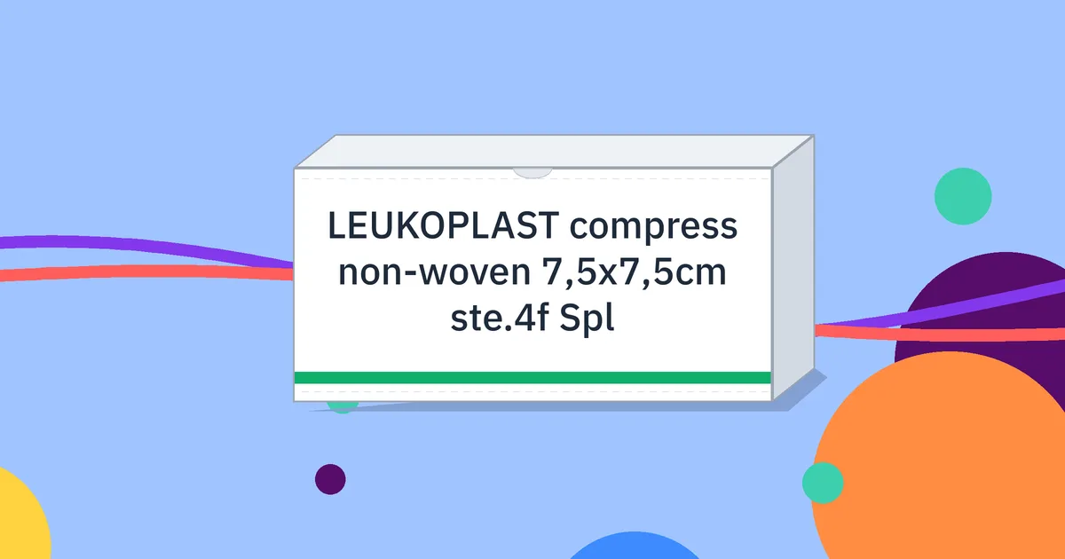 Symbolbild: Packung mit der Aufschrift LEUKOPLAST compress non-woven 7,5x7,5cm ste.4f Spl (PZN 17207099) – Verfügbarkeit und Bezug in Apotheken in Frankfurt am Main