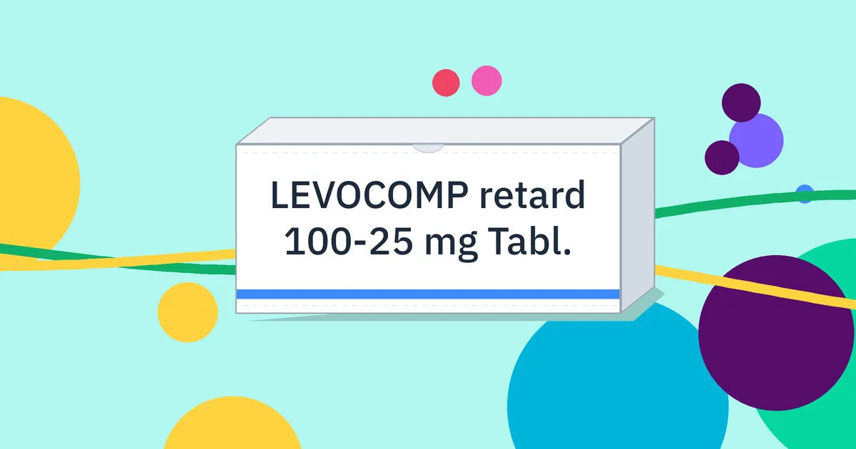 Symbolbild: Packung mit der Aufschrift LEVOCOMP retard 100-25 mg Tabl. (PZN 02646350) – Verfügbarkeit und Bezug in Apotheken in Frankfurt am Main