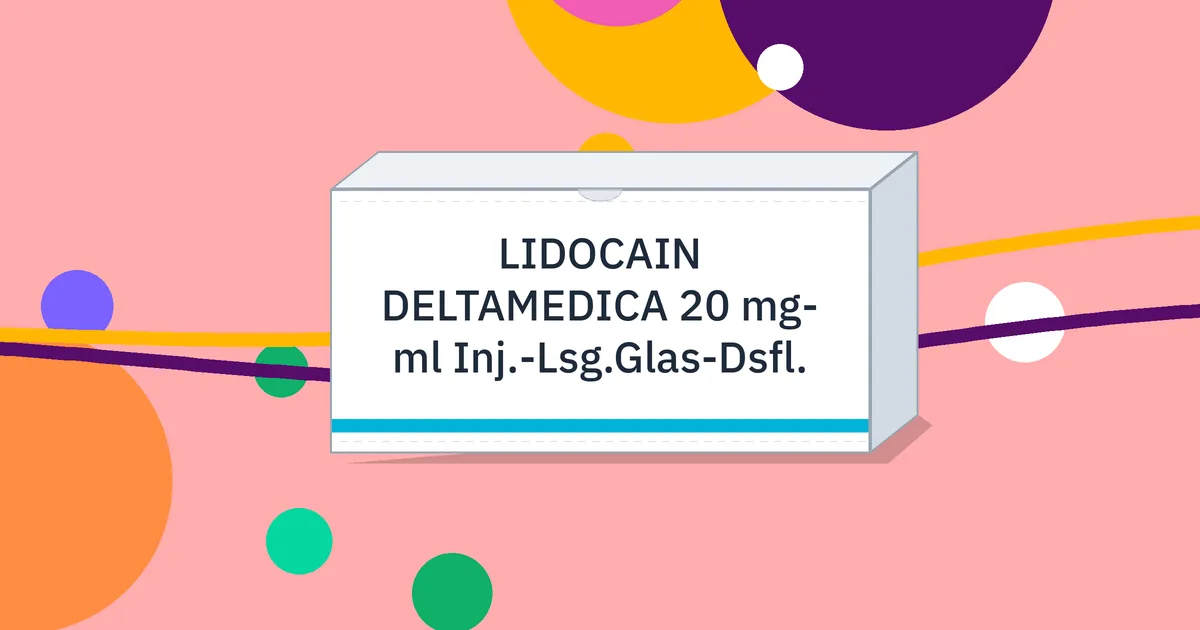 Symbolbild: Packung mit der Aufschrift LIDOCAIN DELTAMEDICA 20 mg-ml Inj.-Lsg.Glas-Dsfl. (PZN 09220335) – Verfügbarkeit und Bezug in Apotheken in Frankfurt am Main