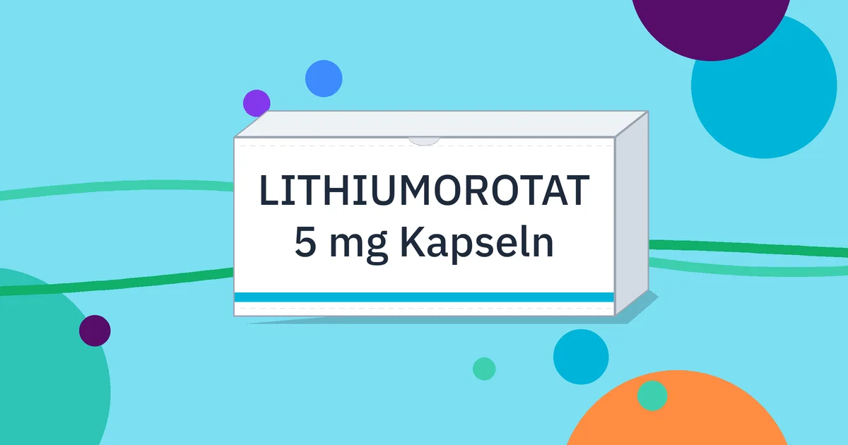Symbolbild: Packung mit der Aufschrift LITHIUMOROTAT 5 mg Kapseln (PZN 20349532) – Verfügbarkeit und Bezug in Apotheken in Frankfurt am Main