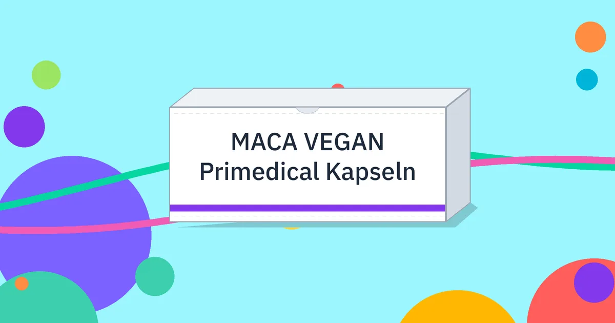 Symbolbild: Packung mit der Aufschrift MACA VEGAN Primedical Kapseln (PZN 18797832) – Verfügbarkeit und Bezug in Apotheken in Frankfurt am Main