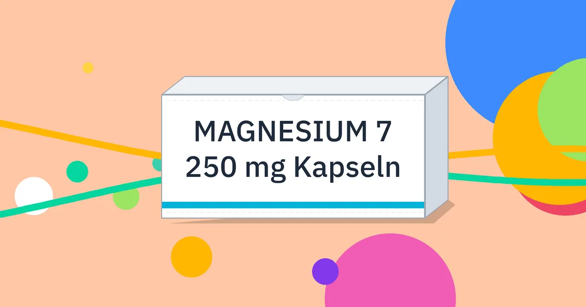 Symbolbild: Packung mit der Aufschrift MAGNESIUM 7 250 mg Kapseln (PZN 15737597) – Verfügbarkeit und Bezug in Apotheken in Frankfurt am Main