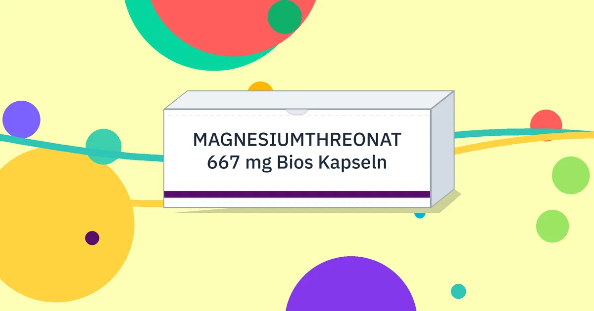 Symbolbild: Packung mit der Aufschrift MAGNESIUMTHREONAT 667 mg Bios Kapseln (PZN 20540879) – Verfügbarkeit und Bezug in Apotheken in Frankfurt am Main