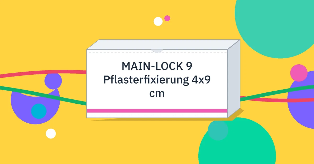 Symbolbild: Packung mit der Aufschrift MAIN-LOCK 9 Pflasterfixierung 4x9 cm (PZN 20165128) – Verfügbarkeit und Bezug in Apotheken in Frankfurt am Main