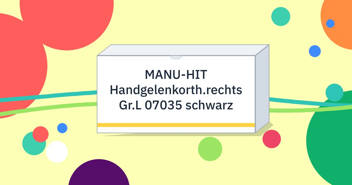 Symbolbild: Packung mit der Aufschrift MANU-HIT Handgelenkorth.rechts Gr.L 07035 schwarz (PZN 03265443) – Verfügbarkeit und Bezug in Apotheken in Frankfurt am Main