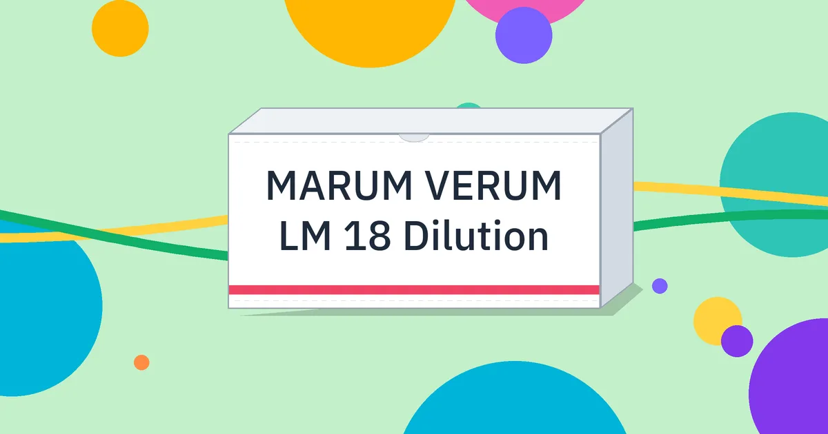Symbolbild: Packung mit der Aufschrift MARUM VERUM LM 18 Dilution (PZN 12946550) – Verfügbarkeit und Bezug in Apotheken in Frankfurt am Main
