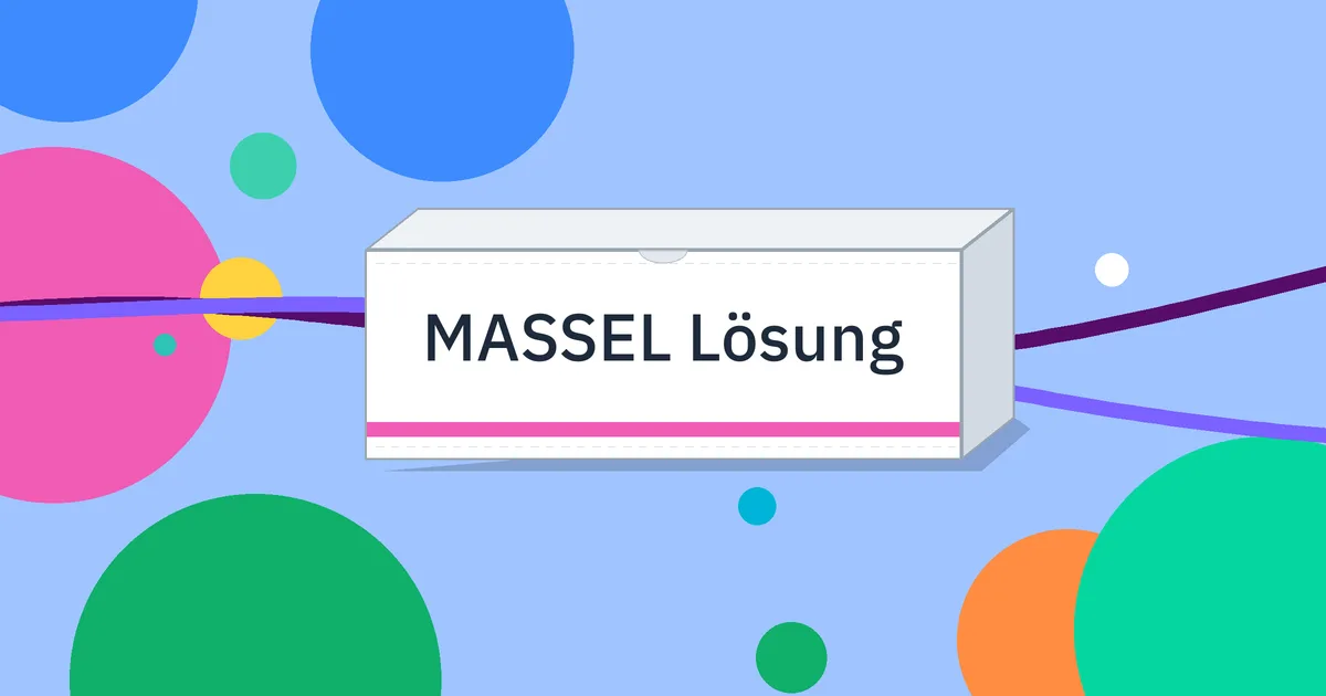 Symbolbild: Packung mit der Aufschrift MASSEL Lösung (PZN 04994196) – Verfügbarkeit und Bezug in Apotheken in Frankfurt am Main
