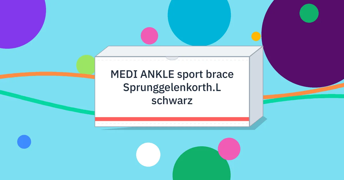 Symbolbild: Packung mit der Aufschrift MEDI ANKLE sport brace Sprunggelenkorth.L schwarz (PZN 19363952) – Verfügbarkeit und Bezug in Apotheken in Frankfurt am Main