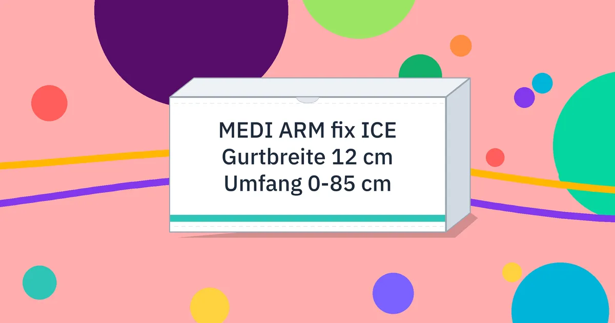 Symbolbild: Packung mit der Aufschrift MEDI ARM fix ICE Gurtbreite 12 cm Umfang 0-85 cm (PZN 19080786) – Verfügbarkeit und Bezug in Apotheken in Frankfurt am Main
