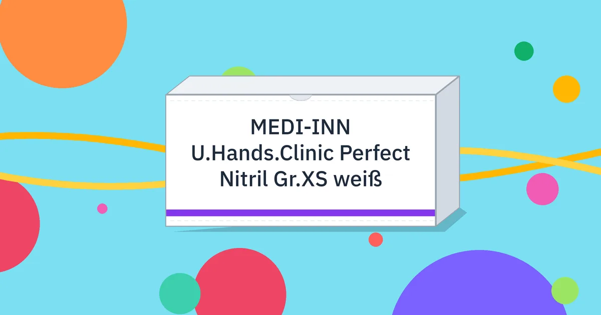 Symbolbild: Packung mit der Aufschrift MEDI-INN U.Hands.Clinic Perfect Nitril Gr.XS weiß (PZN 11143524) – Verfügbarkeit und Bezug in Apotheken in Frankfurt am Main