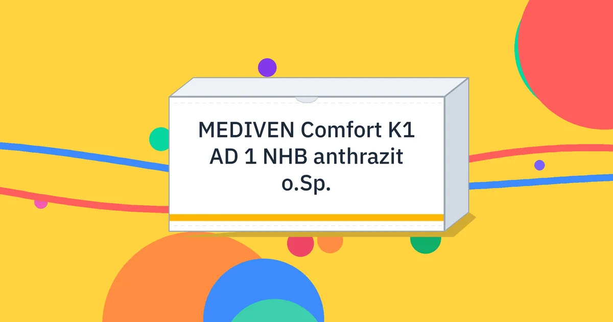 Symbolbild: Packung mit der Aufschrift MEDIVEN Comfort K1 AD 1 NHB anthrazit o.Sp. (PZN 14559840) – Verfügbarkeit und Bezug in Apotheken in Frankfurt am Main