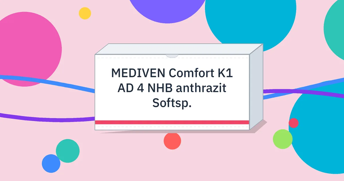 Symbolbild: Packung mit der Aufschrift MEDIVEN Comfort K1 AD 4 NHB anthrazit Softsp. (PZN 14560079) – Verfügbarkeit und Bezug in Apotheken in Frankfurt am Main