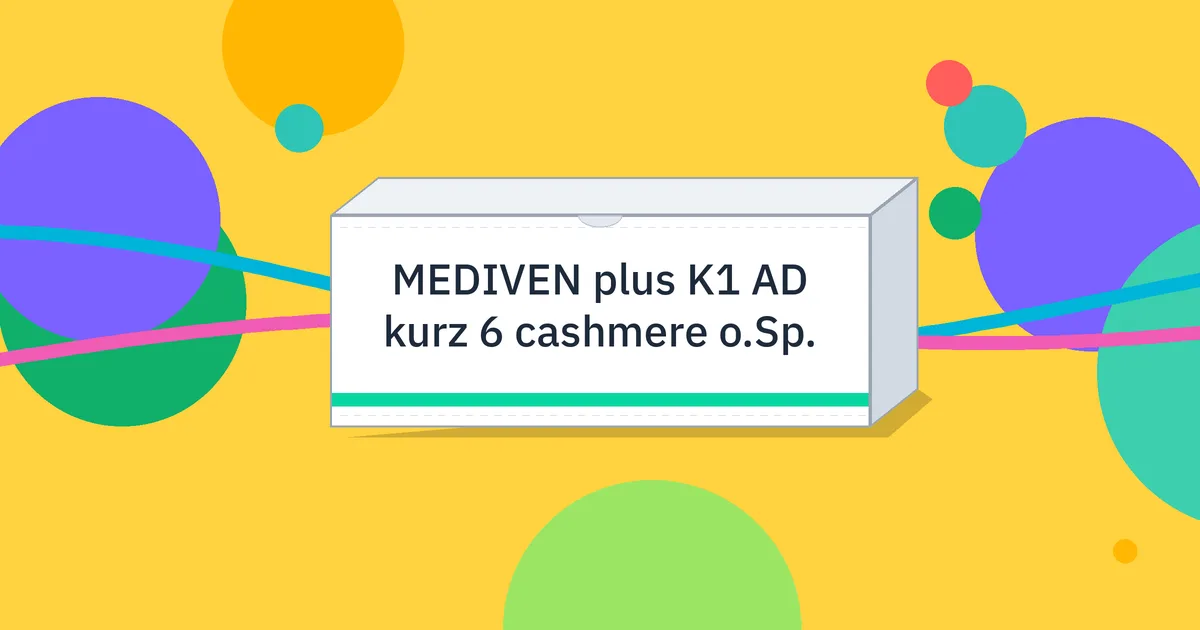 Symbolbild: Packung mit der Aufschrift MEDIVEN plus K1 AD kurz 6 cashmere o.Sp. (PZN 15043937) – Verfügbarkeit und Bezug in Apotheken in Frankfurt am Main