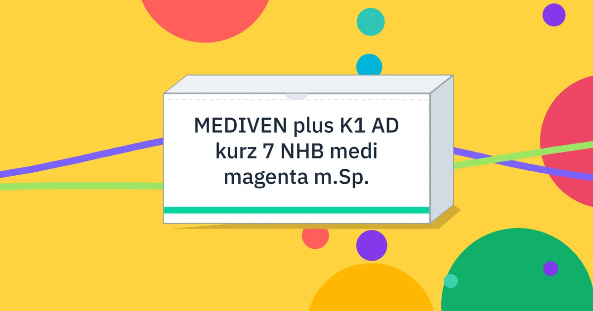 Symbolbild: Packung mit der Aufschrift MEDIVEN plus K1 AD kurz 7 NHB medi magenta m.Sp. (PZN 15898171) – Verfügbarkeit und Bezug in Apotheken in Frankfurt am Main