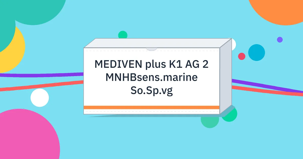Symbolbild: Packung mit der Aufschrift MEDIVEN plus K1 AG 2 MNHBsens.marine So.Sp.vg (PZN 15918063) – Verfügbarkeit und Bezug in Apotheken in Frankfurt am Main