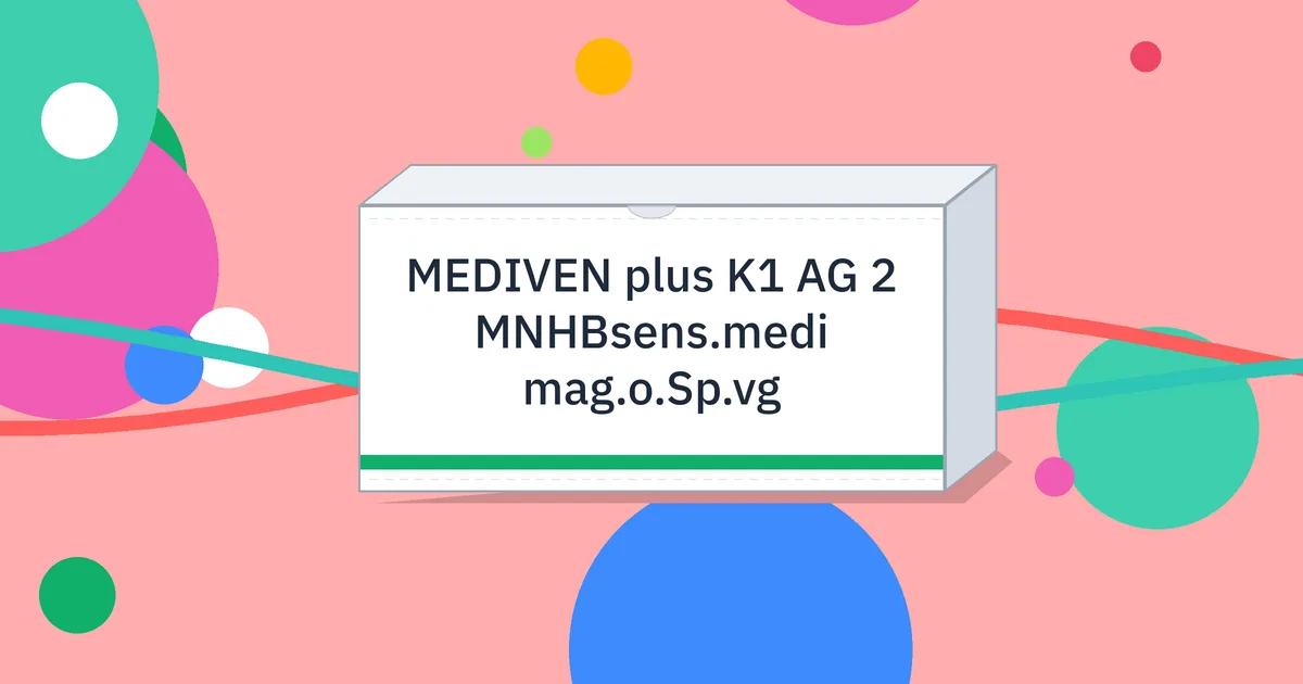 Symbolbild: Packung mit der Aufschrift MEDIVEN plus K1 AG 2 MNHBsens.medi mag.o.Sp.vg (PZN 15917402) – Verfügbarkeit und Bezug in Apotheken in Frankfurt am Main