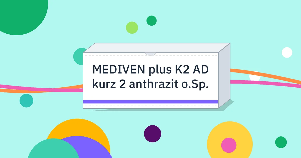 Symbolbild: Packung mit der Aufschrift MEDIVEN plus K2 AD kurz 2 anthrazit o.Sp. (PZN 15096520) – Verfügbarkeit und Bezug in Apotheken in Frankfurt am Main