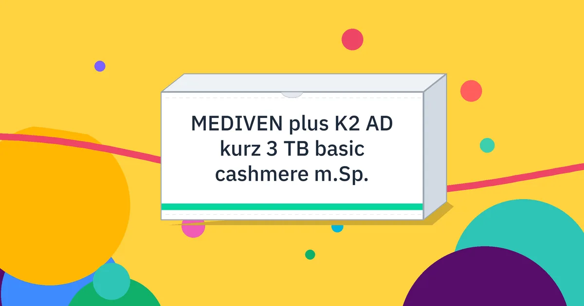 Symbolbild: Packung mit der Aufschrift MEDIVEN plus K2 AD kurz 3 TB basic cashmere m.Sp. (PZN 15098186) – Verfügbarkeit und Bezug in Apotheken in Frankfurt am Main