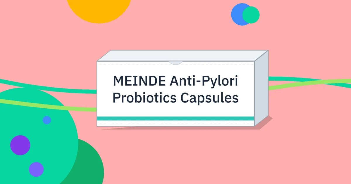 Symbolbild: Packung mit der Aufschrift MEINDE Anti-Pylori Probiotics Capsules (PZN 20103328) – Verfügbarkeit und Bezug in Apotheken in Frankfurt am Main