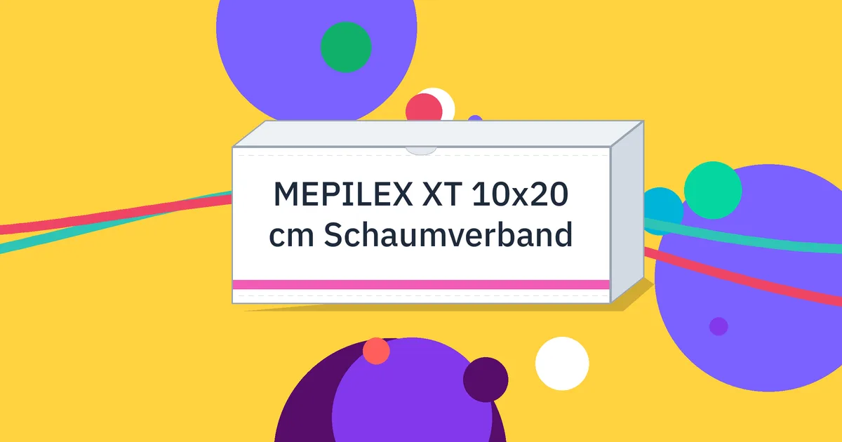 Symbolbild: Packung mit der Aufschrift MEPILEX XT 10x20 cm Schaumverband (PZN 17452367) – Verfügbarkeit und Bezug in Apotheken in Frankfurt am Main