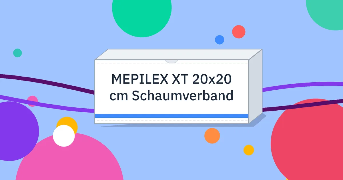 Symbolbild: Packung mit der Aufschrift MEPILEX XT 20x20 cm Schaumverband (PZN 17605954) – Verfügbarkeit und Bezug in Apotheken in Frankfurt am Main
