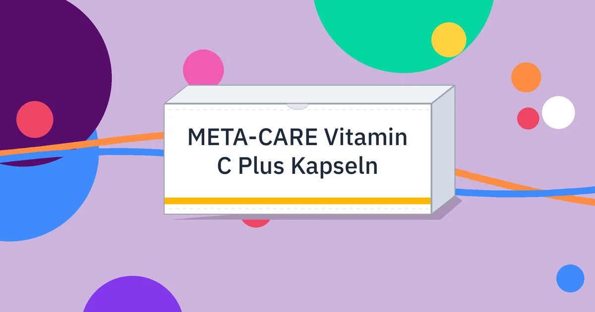 Symbolbild: Packung mit der Aufschrift META-CARE Vitamin C Plus Kapseln (PZN 18371872) – Verfügbarkeit und Bezug in Apotheken in Frankfurt am Main