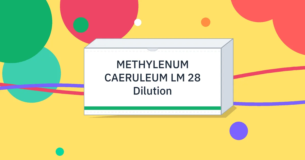 Symbolbild: Packung mit der Aufschrift METHYLENUM CAERULEUM LM 28 Dilution (PZN 13607212) – Verfügbarkeit und Bezug in Apotheken in Frankfurt am Main